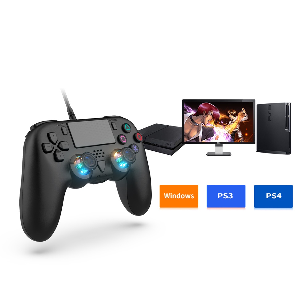 Dobe PlayStation PS4 Gamepad Wired Controller Dual Vibration Dual-Point ...