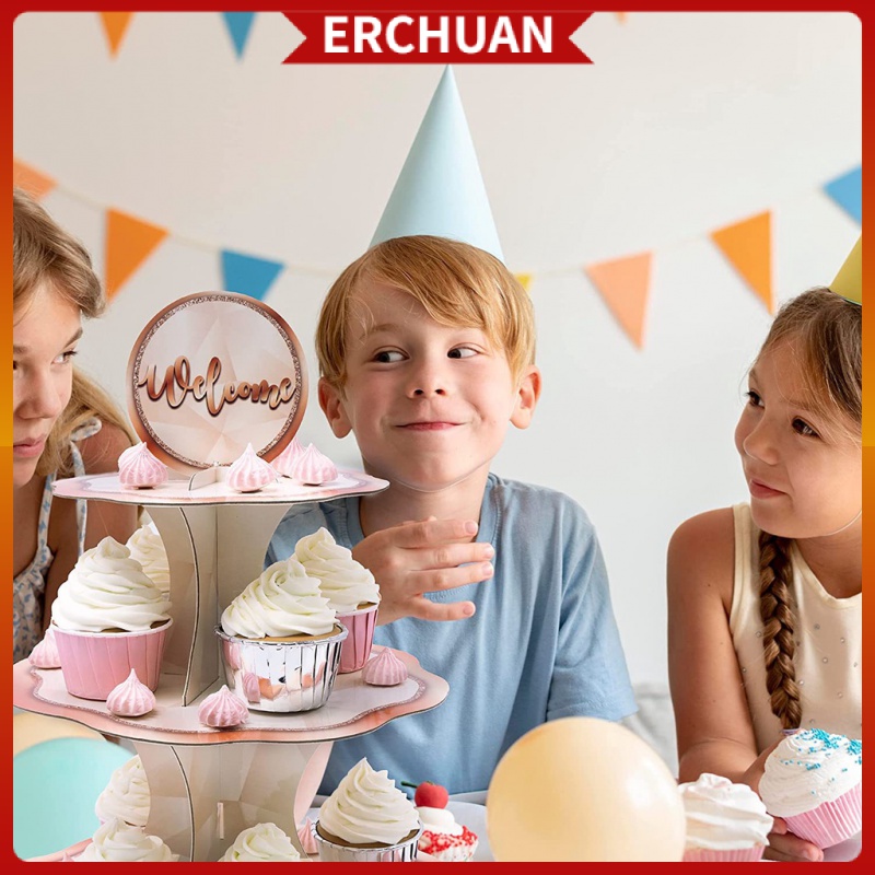 Cake Bracket Three-Layer Paper Dessert Buns Display Stand Bakery Show ...