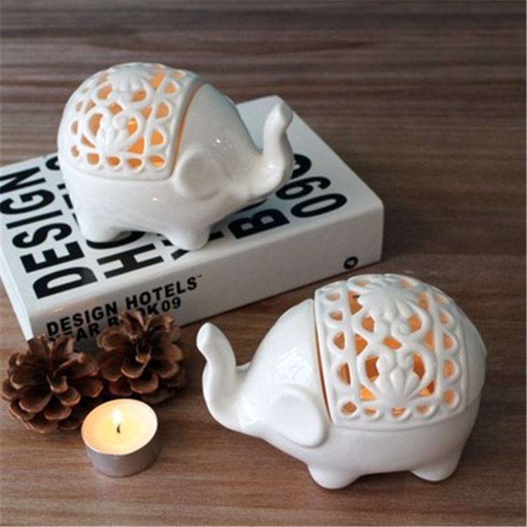 COD Chinese style desk decoration Lucky elephant ceramic candleholder ...