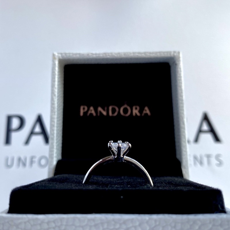 Silver adjustable Pandora Promise Ring with box and paper bag | Shopee ...