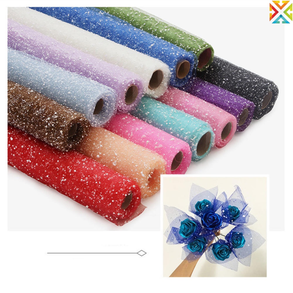 50cmx4yard Roll Beautiful Silk Screen Flower Packaging Gauze Snow Dot ...