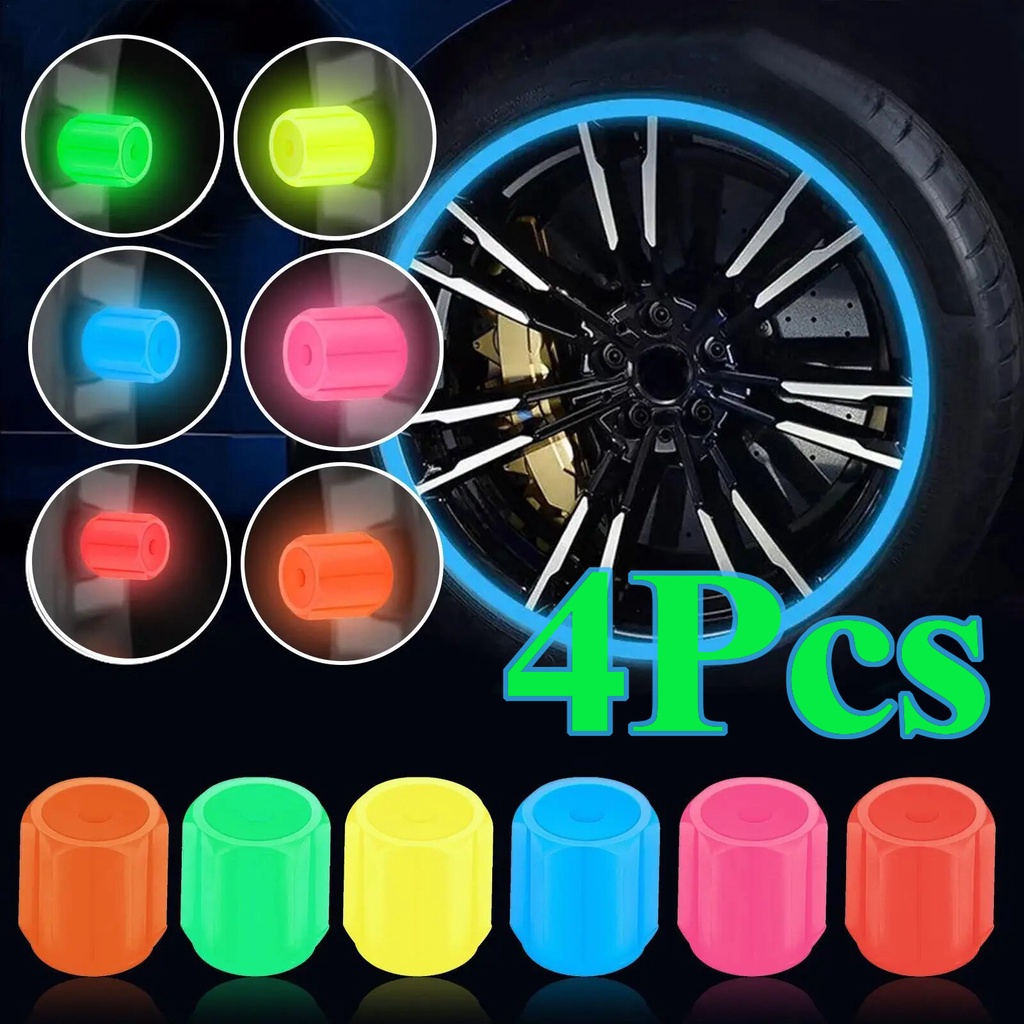 1-4Pcs Glow In The Dark Car Motorcycle Wheel Tyre Hub Covers/Luminous ...