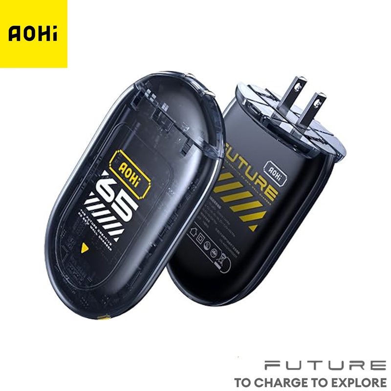 AOHI Flat USB Wall Charger 65W GaN + 240W 8 in 1 USB C to USB C Cable The Future Ultra Slim PD 3 ...