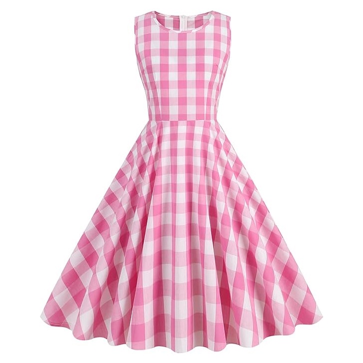 Mili Retro Dress Barbie Barbie Pink Plaid Dress Hepburn Style ...