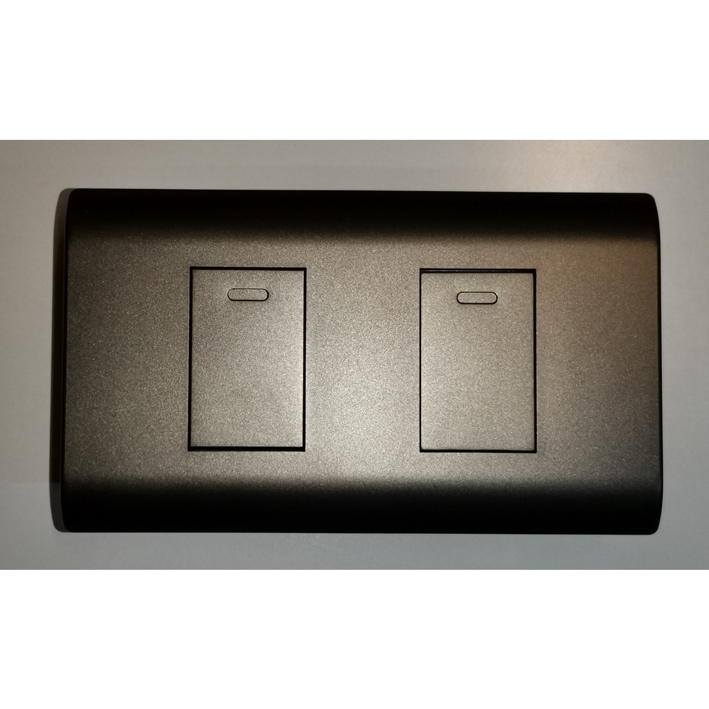 Royu 2 Gang 1 Way Switch with Plate Dark Gray - (RMP2/DG)/(RMS6-A/DG ...