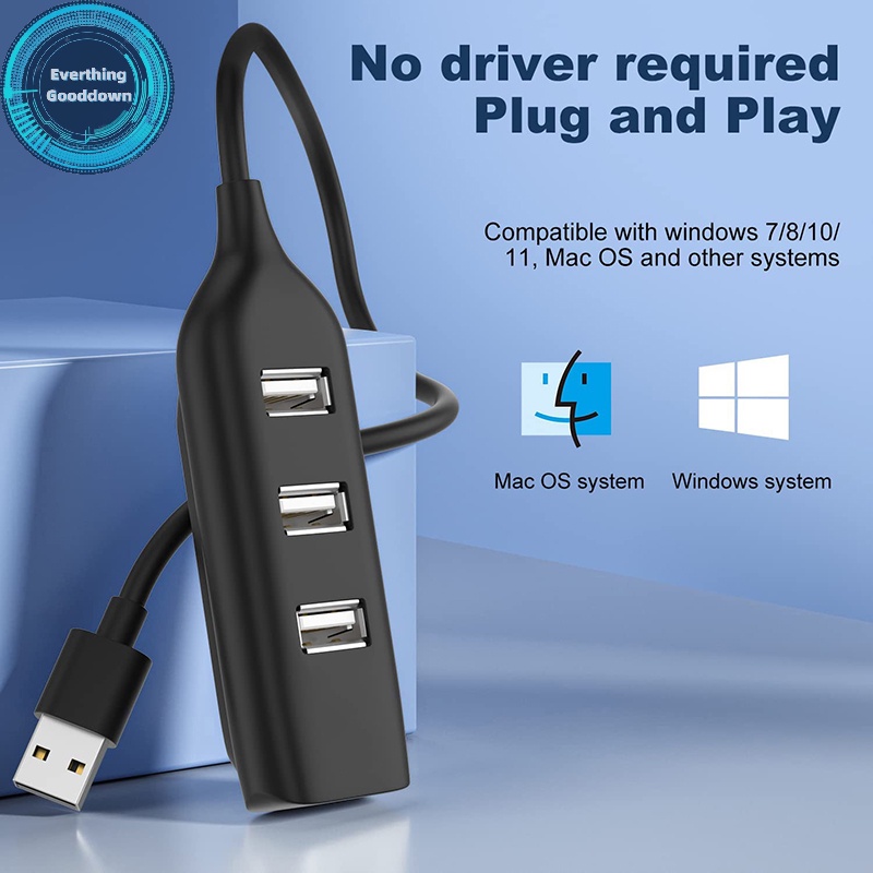 EVERTHING 4 Port High Speed USB Hub With Cable Mini USB Splitter Hub ...