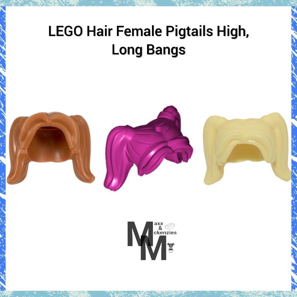 Hair Female Pigtails High, Long Bangs (20596) LEGO Minifigure Body Part ...