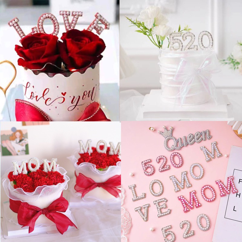 2024 Beautiful and Versatile Mother's Day Internet Celebration MOM Cake Decoration Pearl Insert ...