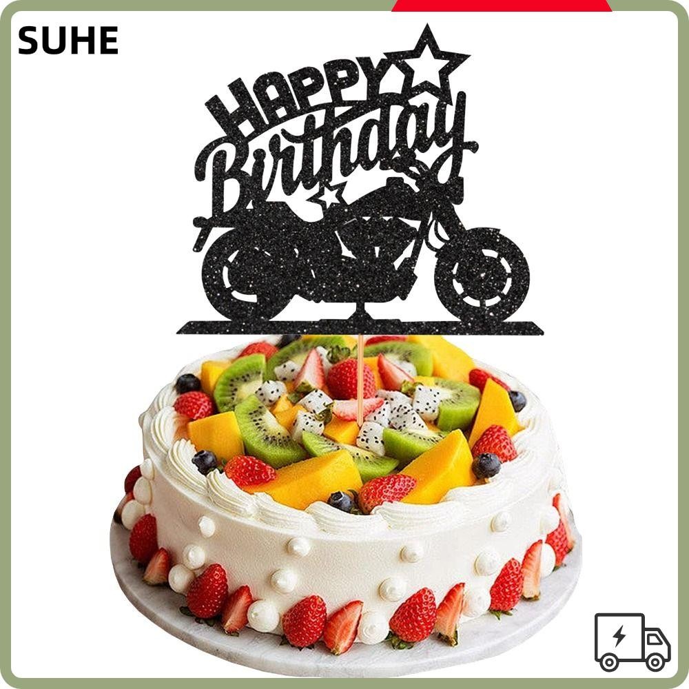 HI-SUHE Motorcycle Birthday Decorations, Motorbike Theme Black ...
