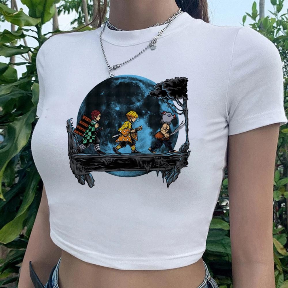 Demon Slayer graphic vintage aesthetic crop top Female yk2 aesthetic ...