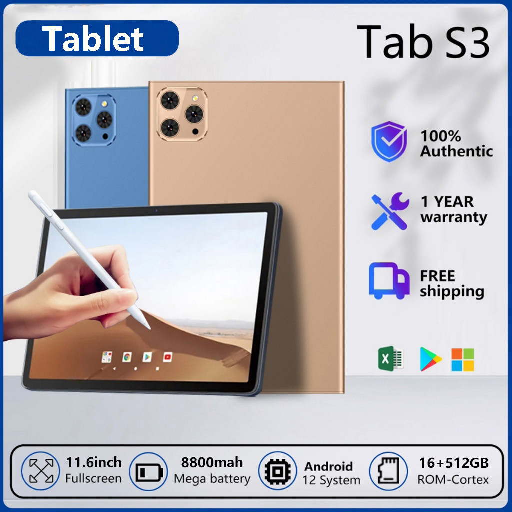 Sumsang S3 Tablet PC 16GB+512GB 11.6 inch Online Course Big Screen ...