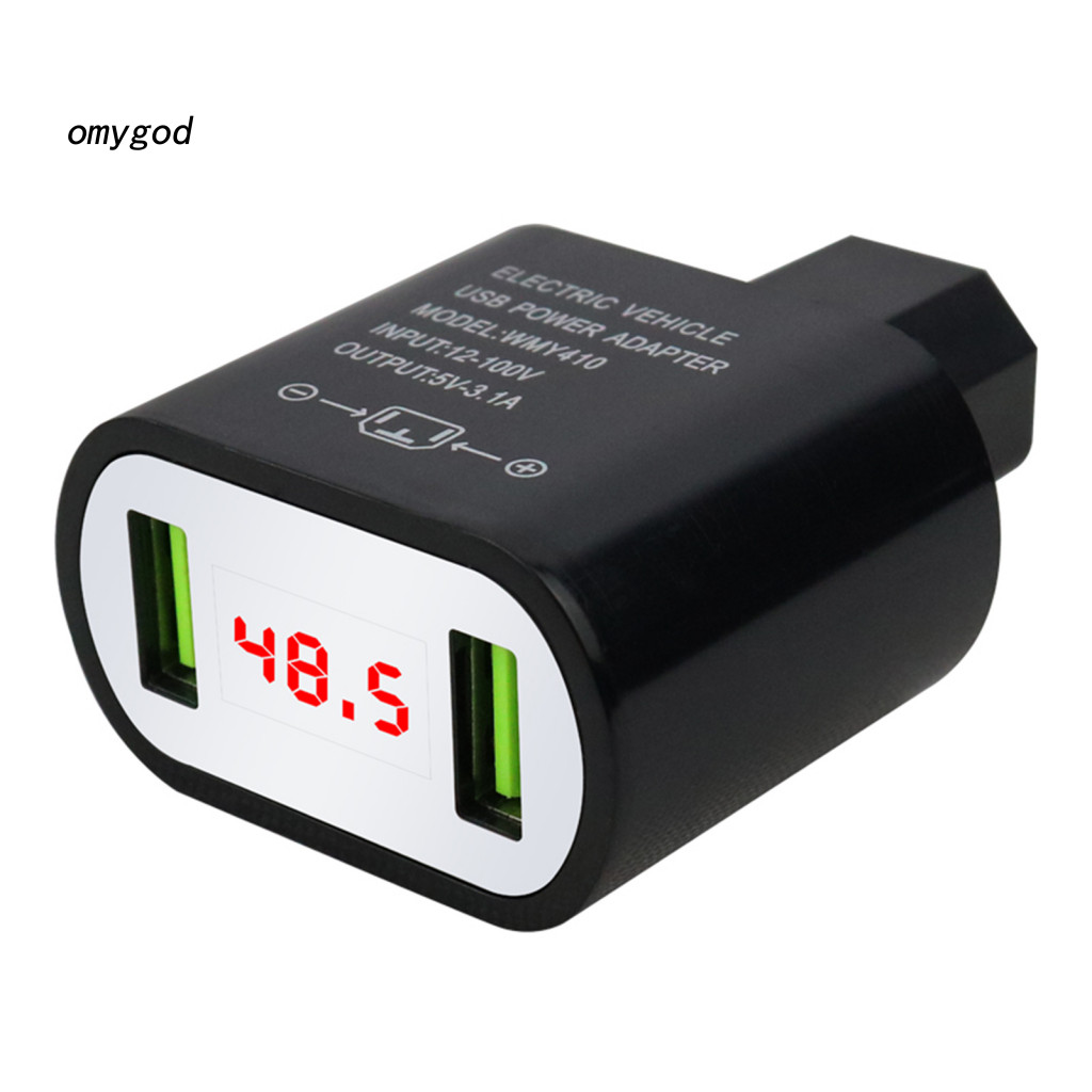 OMG Electric Vehicle Digital Display Dual USB PC 12V-100V to 5V 3A ...