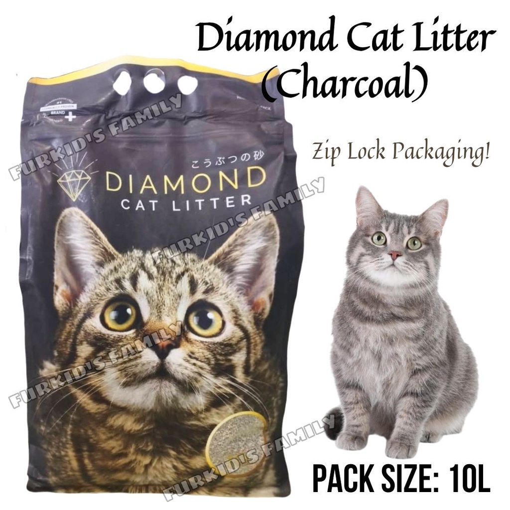 Diamond Charcoal Clumping Cat Litter Premium Cat Sand (10L) | Shopee ...