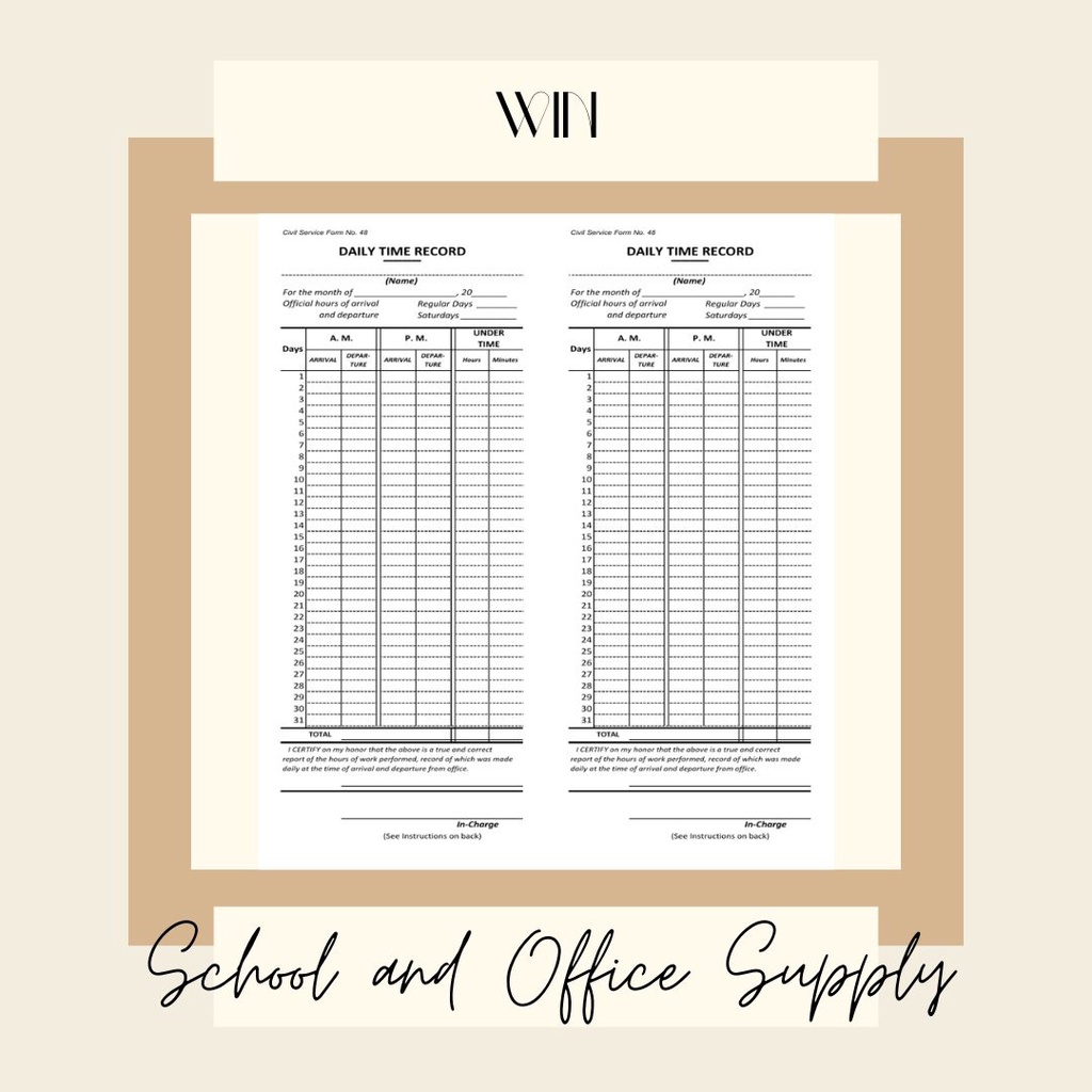 Daily Time Record form 48 | Shopee Philippines