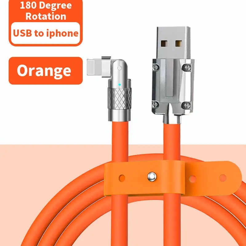 120W 7A USB Type C Fast Charge Data Cable 180 Degree Rotation Elbow ...