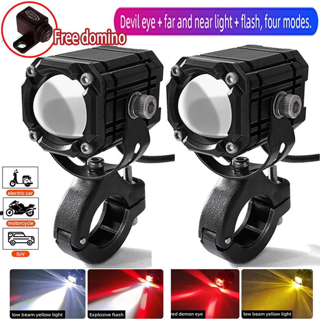 A pair Motorcycle Led Light with flash 4 modes Mini Driving light ...