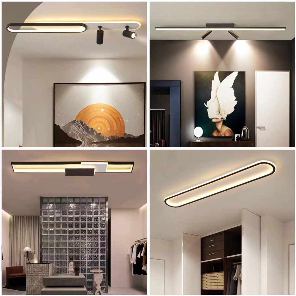 Nordic Ceiling Lights Room Tri Color Long Strip Spotlights Corridor ...