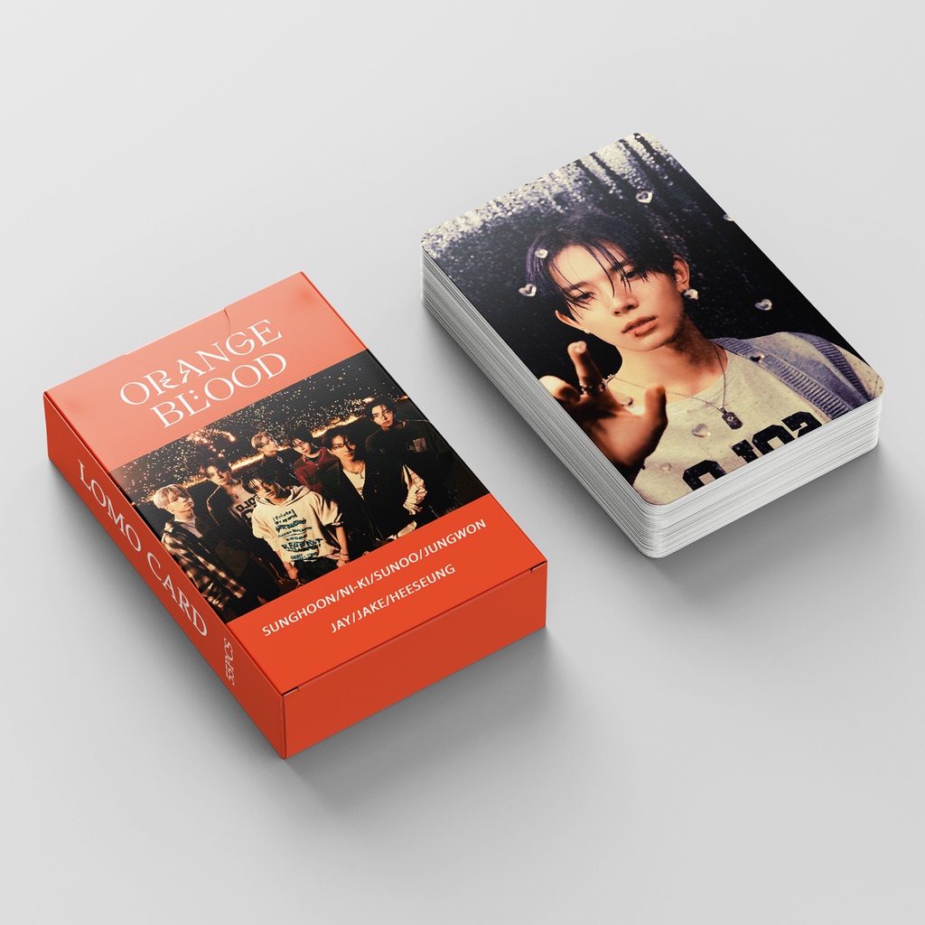 50-55pcs EN- Lomo Cards New Album Orange Blood Photocards HEESEUNG JAKE ...