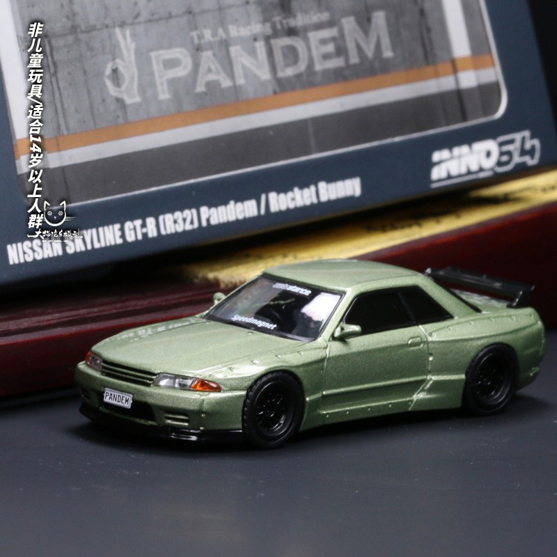 Inno1:64 Nissan GTR R32 Jasper Green Rocket Rabbit wide-body car model ...