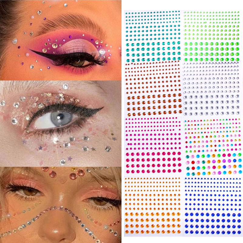 3D Shinny Colorful Diamond Stickers Face DIY Beauty Body Brow Makeup ...