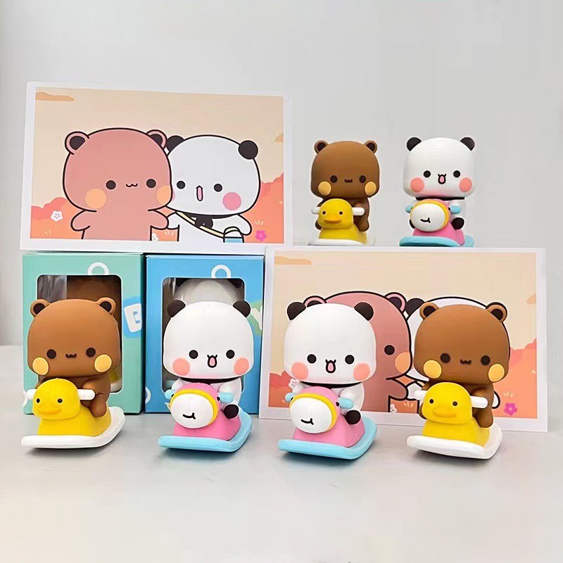 Panda & Bear Fufu and Bubu Shakeable Toy Car Anime Periphery Cartoon ...