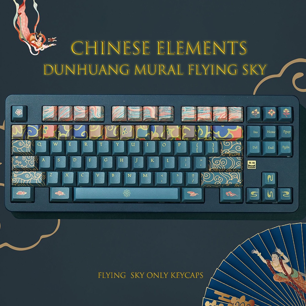Chinese Elements Flying Sky 129Keys/Set Keycaps PBT Cherry Profile DIY ...