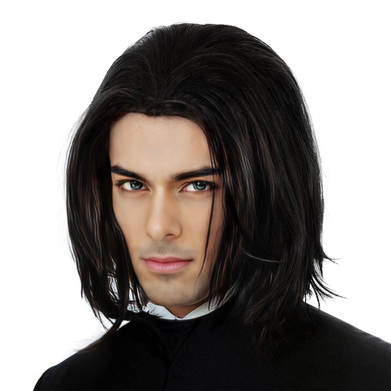 Wig man medium split short straight hair cosplay Vincent Vega stage ...