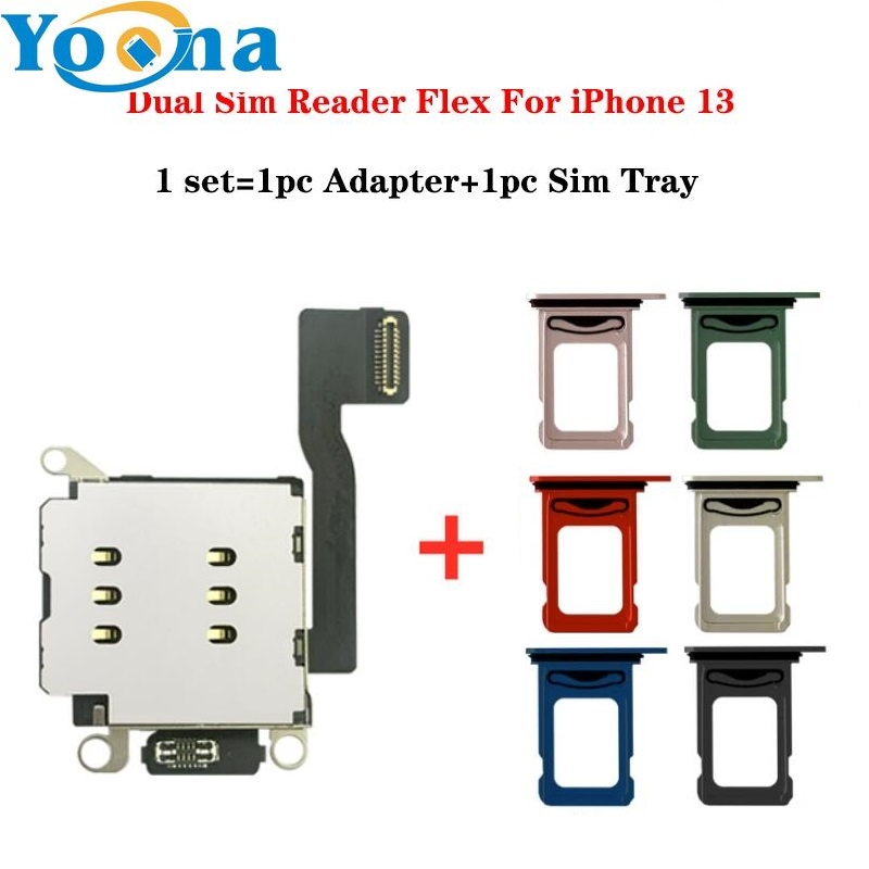 Dual Sim Card Reader Connector Flex Cable + Tray Slot Holder Adapter ...