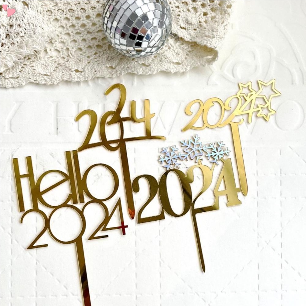 Acrylic Hello 2024 Cake Topper,Welcome 2024 cake decoration,New Year's ...