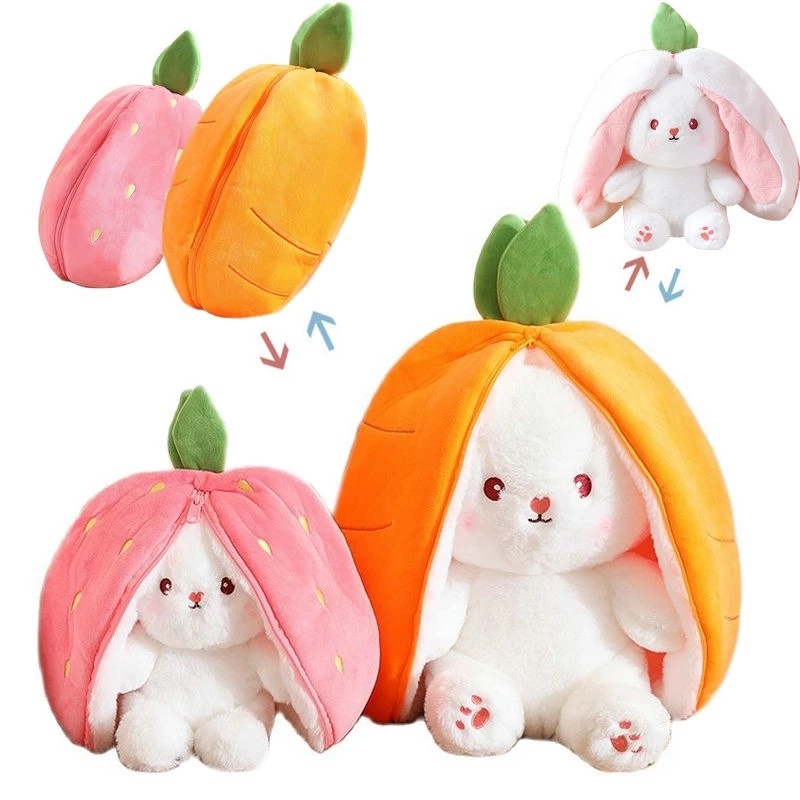 Cosplay Strawberry Carrot Rabbit Plush Toy Stuffed Creative Bag into ...
