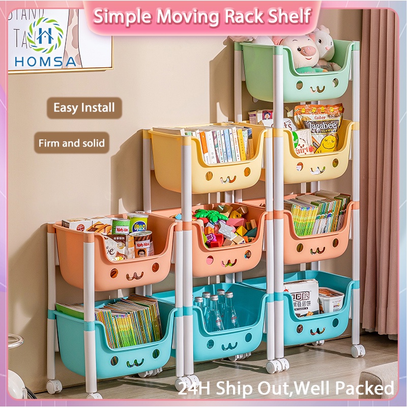 2/3/4 Layer Simple Moving Rack Shelf Large Capacity Organizer Storage ...