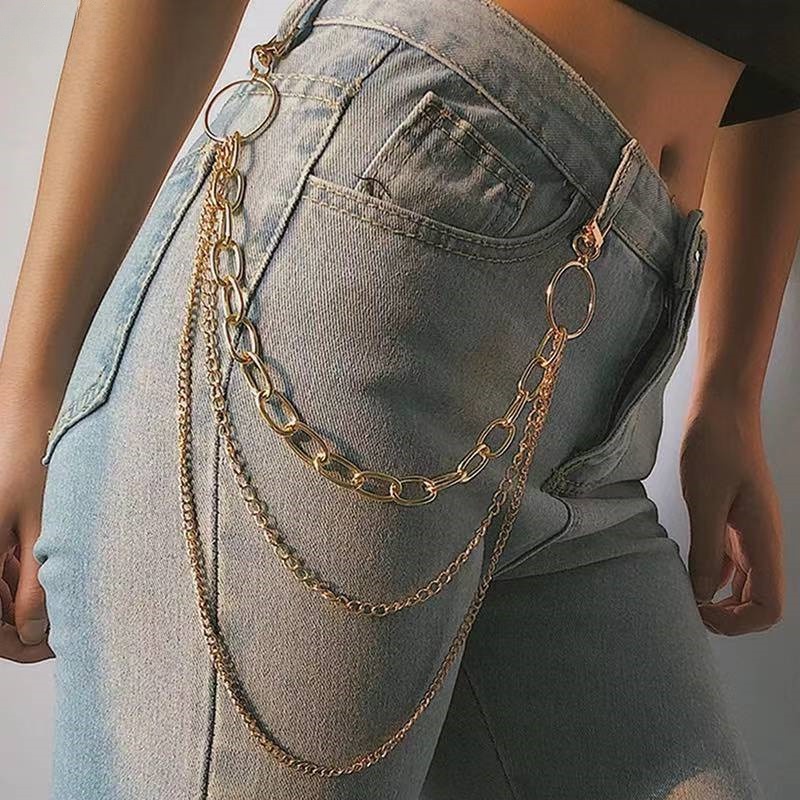 Three Layer Belt Key Chain Waists Pants Chain Jeans Clothing ...