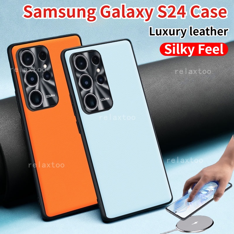 Samsung S24Ultra Leather Metal Casing For Samsung Galaxy S24 S23 Ultra Plus + FE S24+ S24Ultra ...