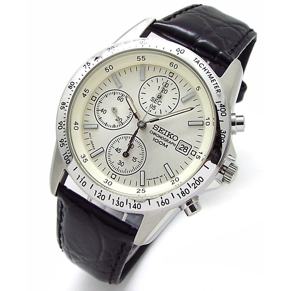 SEIKO Chronograph Watch Genuine Leather Belt Set Domestic Seiko ...