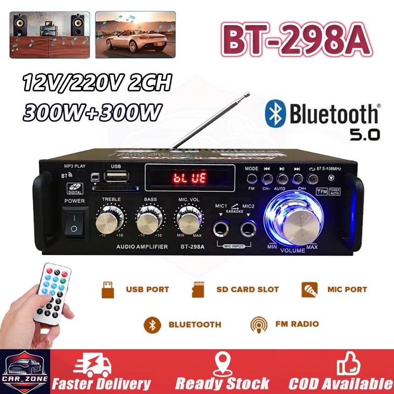 【2025 NEW】600W BT-298A Digital Hifi Bluetooth Stereo Audio Amplifier FM Radio USB With Remote ...