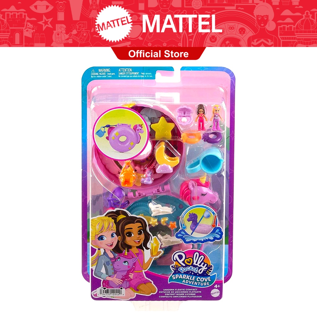 Polly Pocket World Sparkle Cove Adventure Unicorn Floatie Compact ...