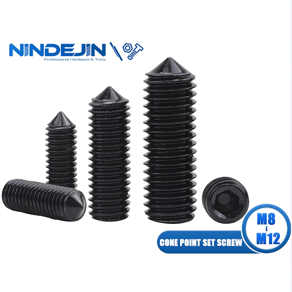 NINDEJIN 2-20pcs Cone Point Socket Set Screw M8 M10 M12 Carbon Steel ...