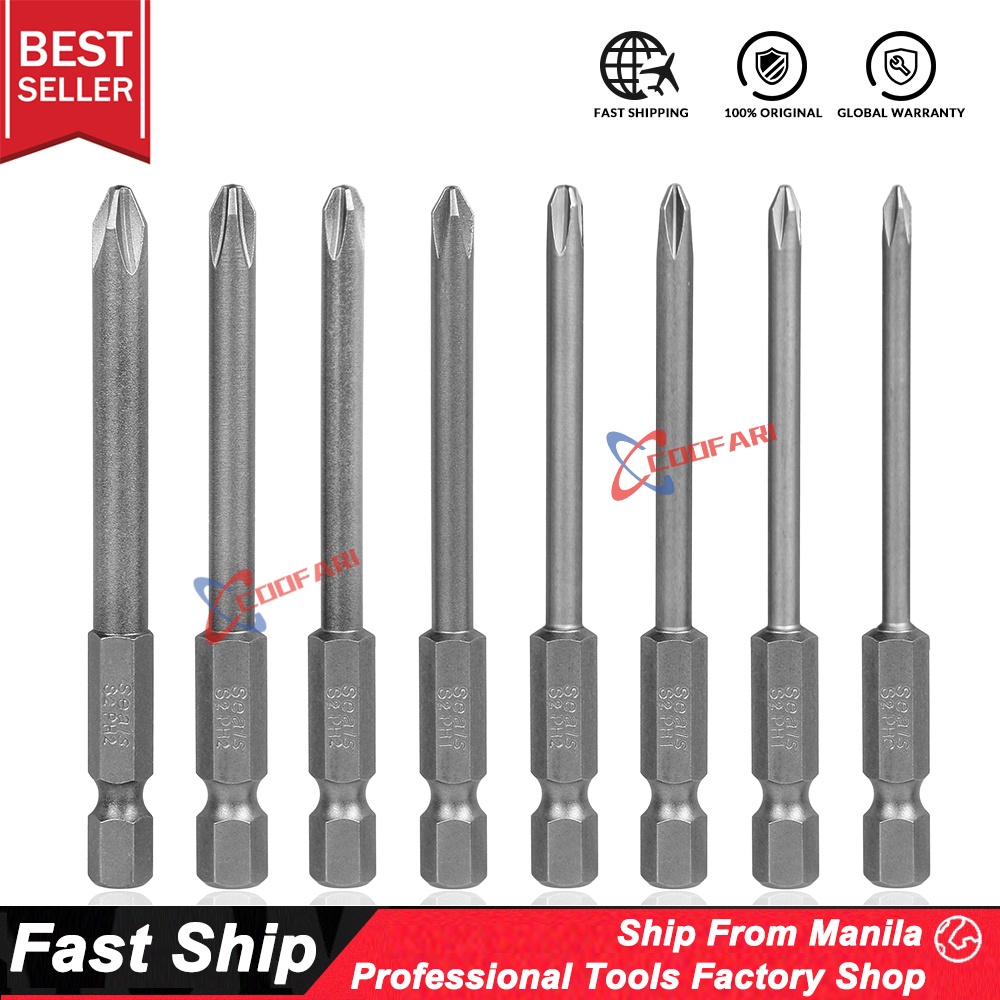 8pcs/set 75mm Magnetic Long Hex Cross Head Screwdriver Bits | Shopee ...