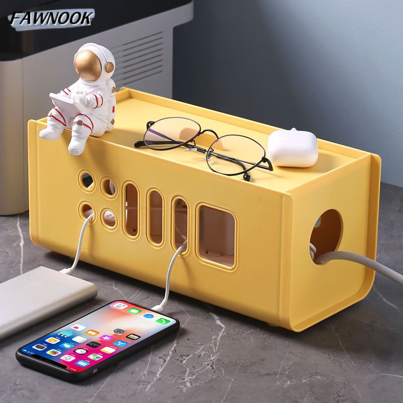 Power cord storage box socket data cable plug-in line box desk storage ...