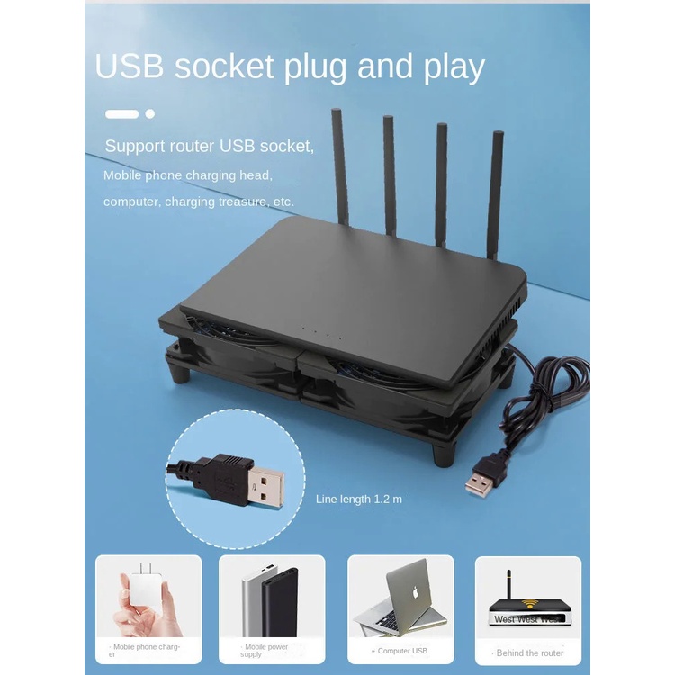 [Instant delivery] Router cooling fan rack USB interface with switch ...