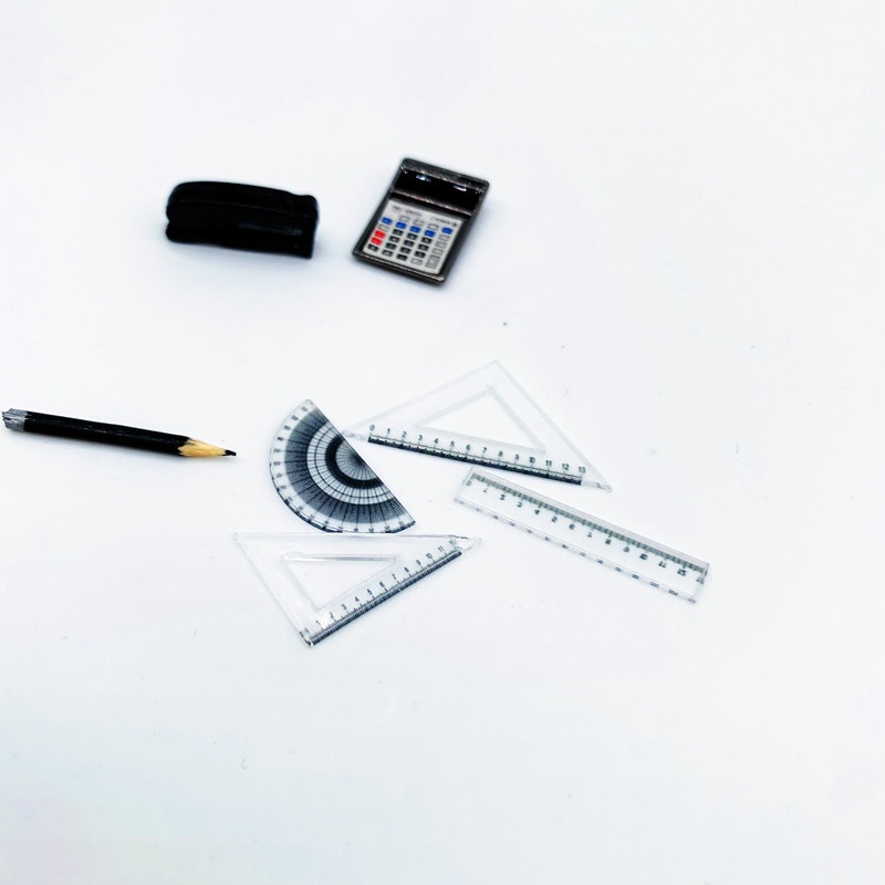 Dollhouse mini ruler triangular ruler simulation miniature creative ...
