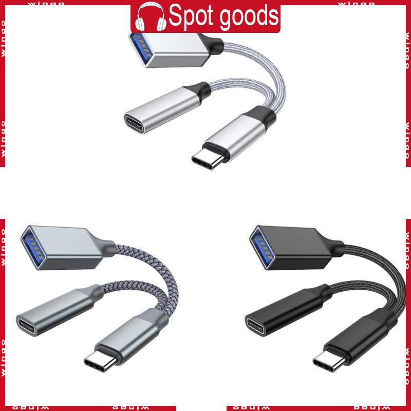 WIN USB C to USB Adapter with Type-C Charge 2 in 1 Type-C OTG Splitter with 10WPD Fast-Charge ...