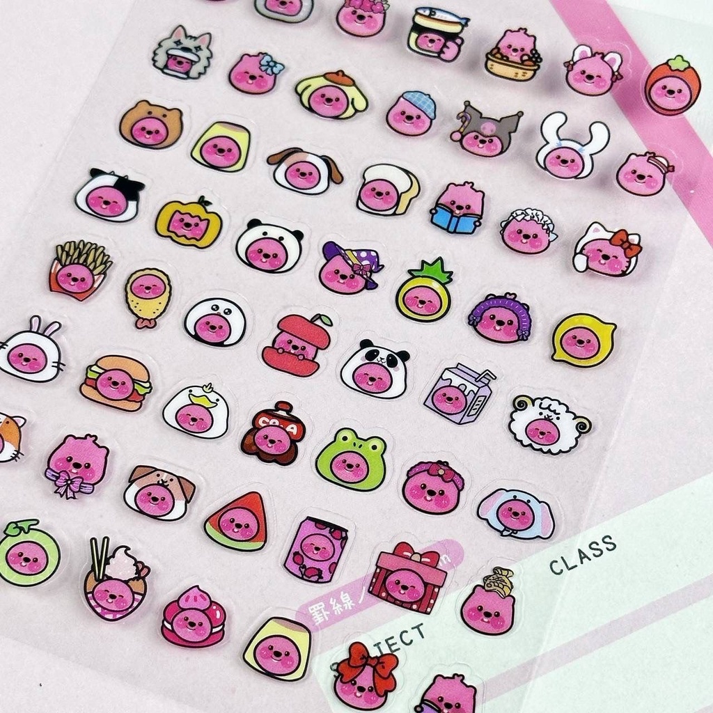 56Pcs Cute Cartoon Loopy Journal Hand Account Diary Decorative Material ...