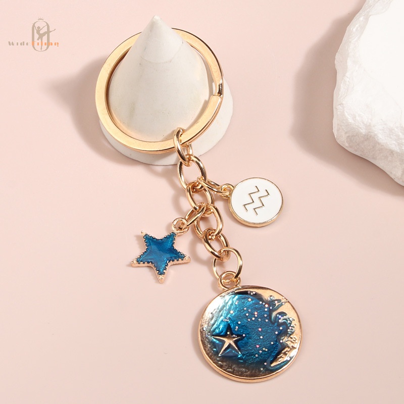 widefiling New Blue Starry Sky Stars Moon Enamel Keychain Constellation ...