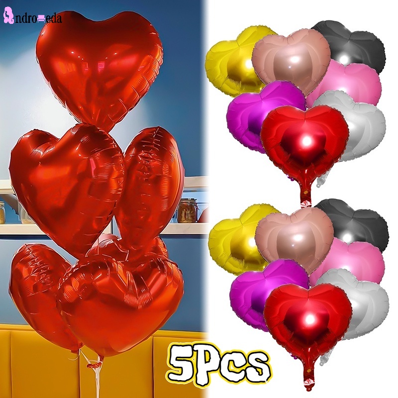 5Pcs 18 Inches Romantic Love Heart Shape Aluminum Film Balloons Wedding ...
