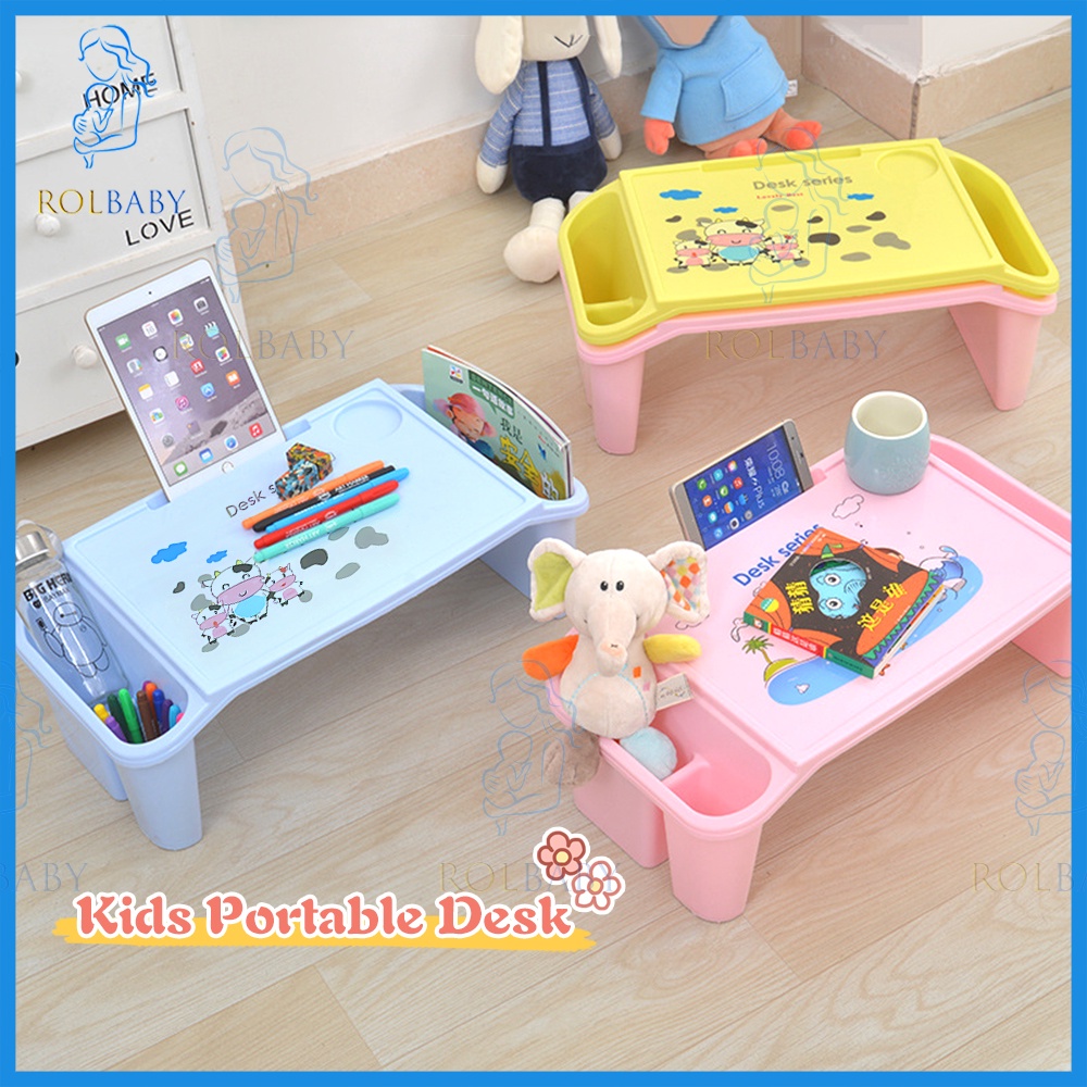 Rolbaby Portable Study Table For Kids Small Reading Table With Double ...