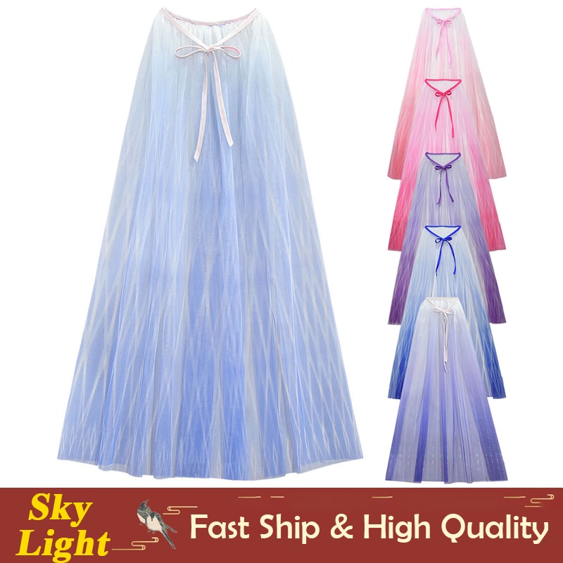 Frozen Elsa Cape Pink Blue Purple Mesh Cloak For Kids Girl Princess ...