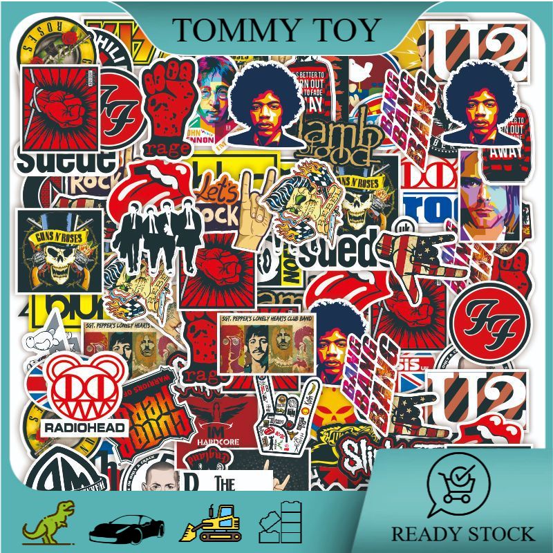 M'sia 52pcs Sticker Rock Band Beatles Graffiti Bumper Stickers Bicycle ...