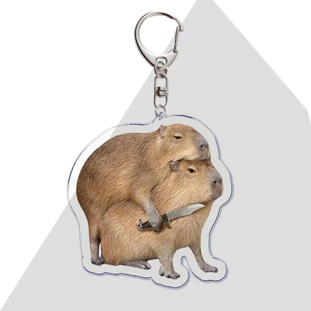 Kawaii Capybara Acrylic Keychain Funny Cartoon Animal Keyrings Handbag ...