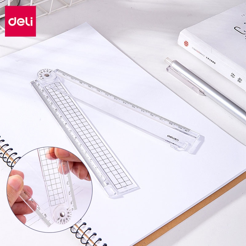 Deli Transparent Folding Ruler 30cm Multifunction Ruler Straight Ruler ...